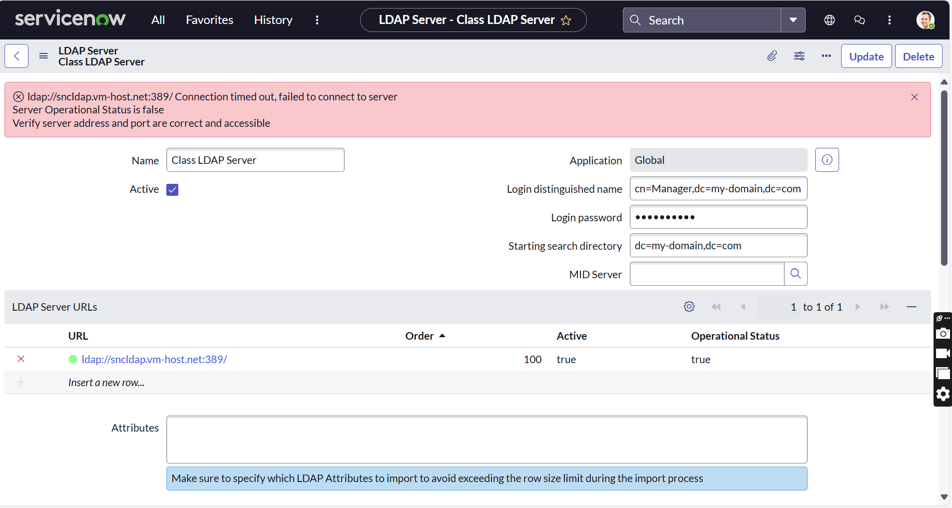 SNPI - LDAP Server Setup Error - ServiceNow Community